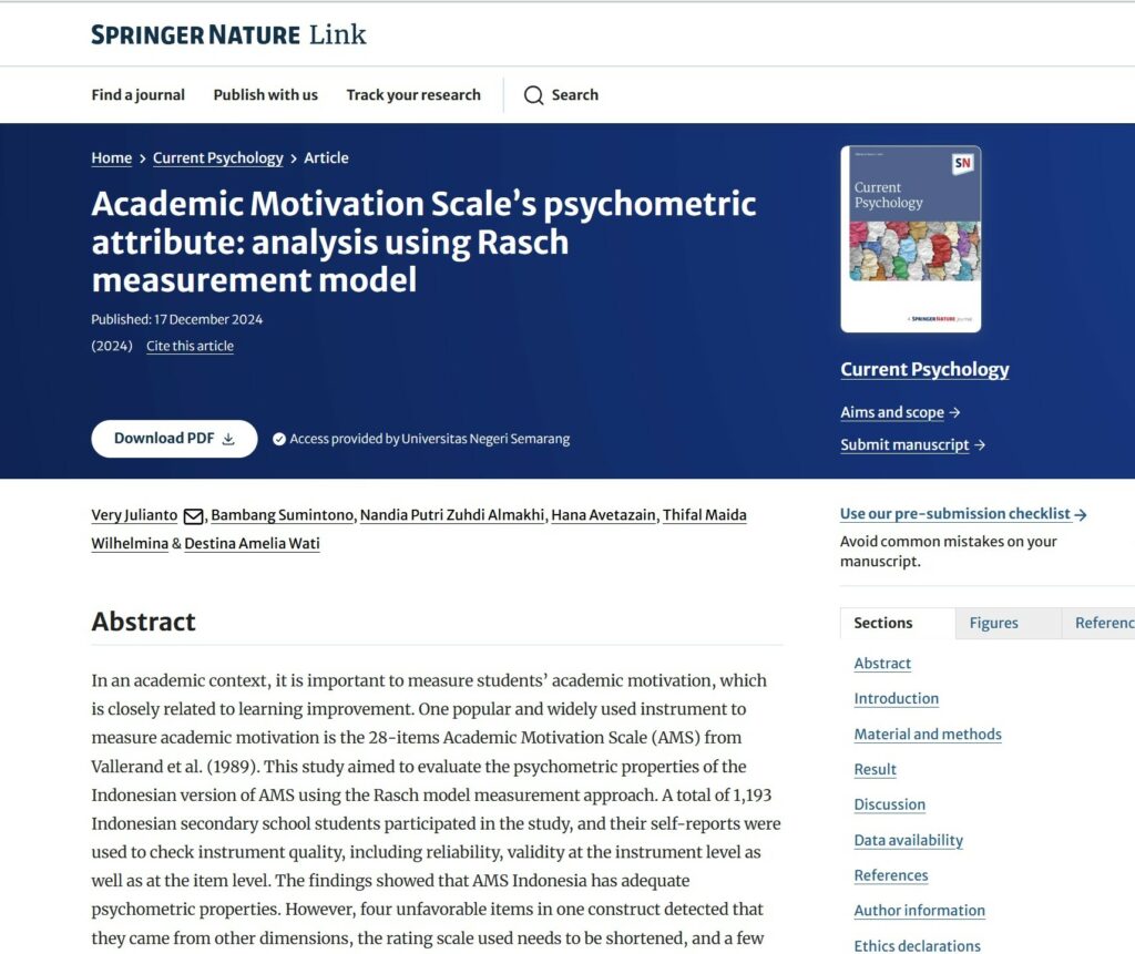 Academic Motivation Scale’s psychometric attribute: analysis using ...